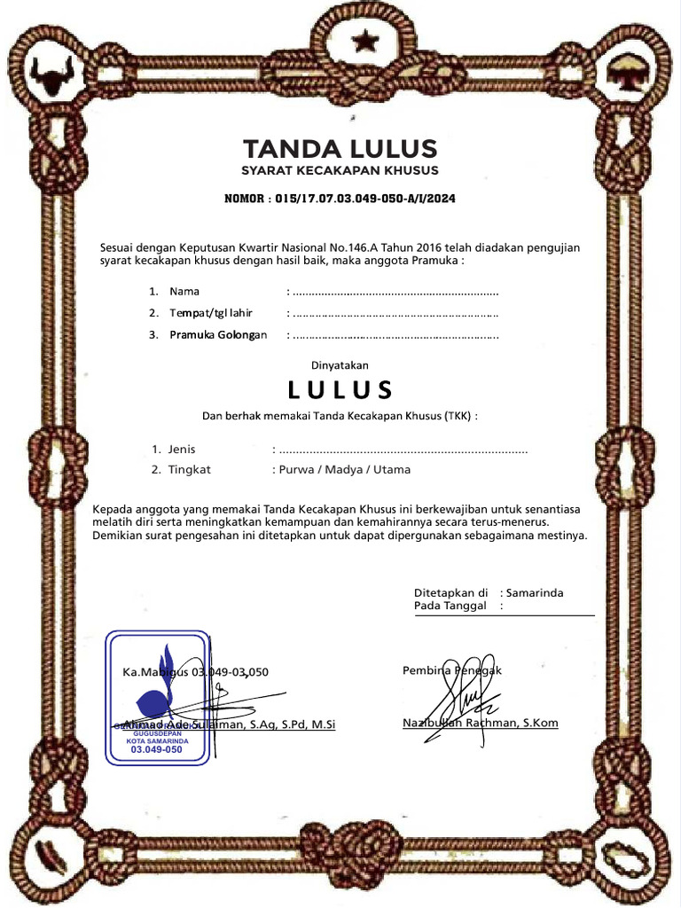 Sertifikat TKK 3 | PDF