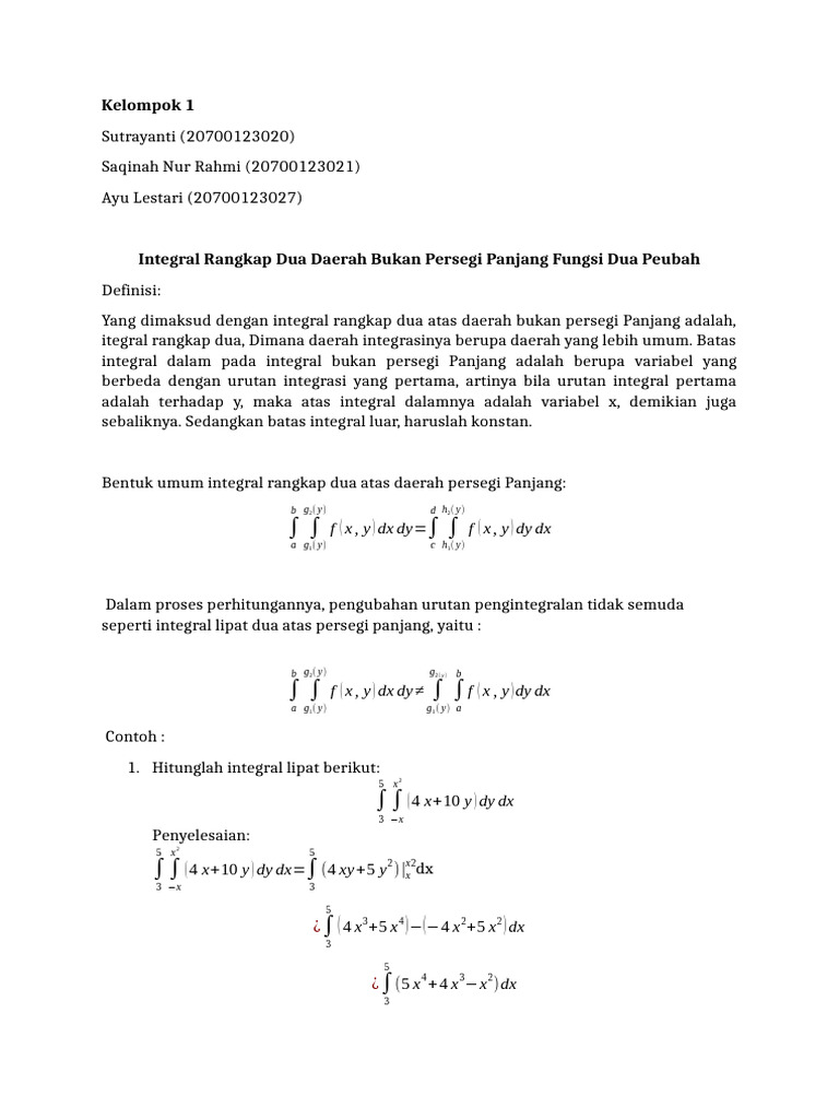 Kelompok 1 Integral Bukan Persegi | PDF
