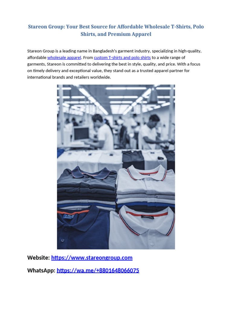 Stareon Group Wholesale T-Shirts and Polo Shirts | PDF | Clothing ...