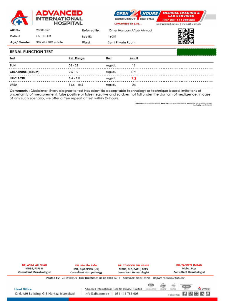 Renal Function Tests | PDF