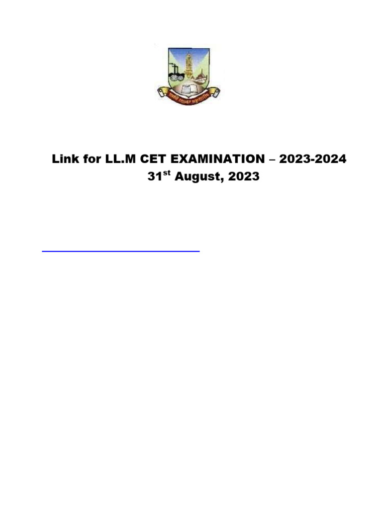 NOTICE - Link For LL.M CET EXAMINATION - 2023 2024 | PDF
