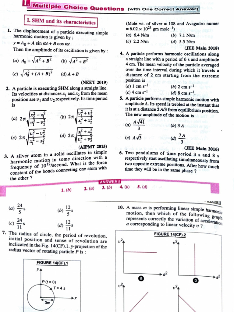 practice sheet Oscillations | PDF | Oscillation | Mechanics