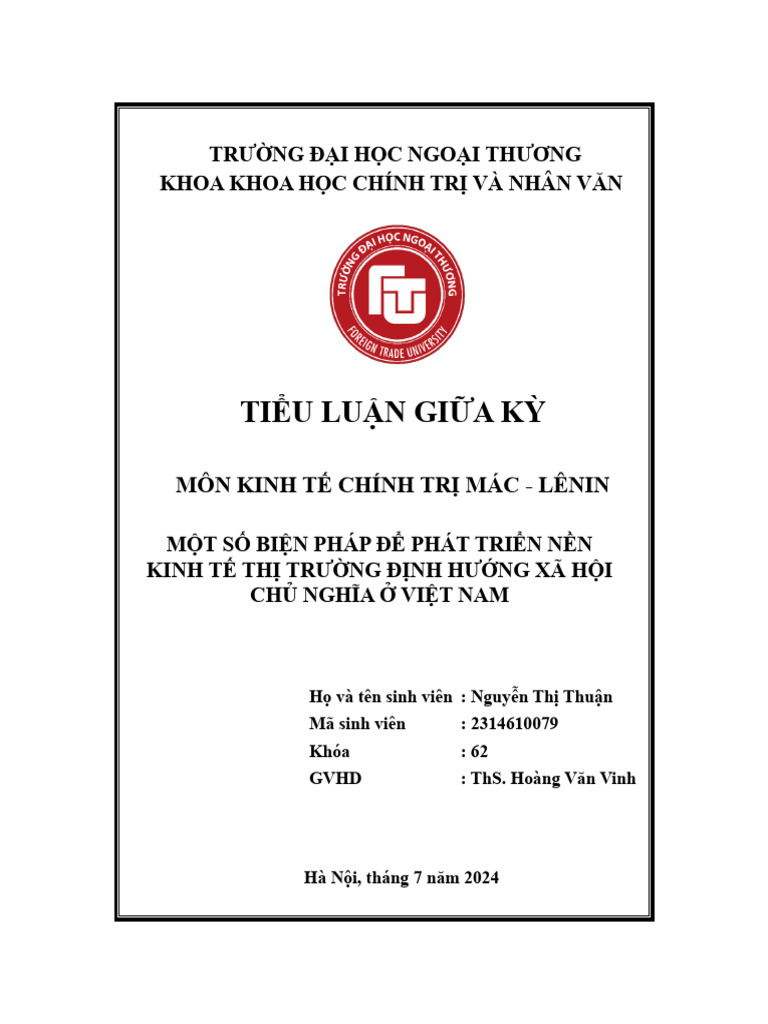 KTCT Tiểu Luận Giữa Kì | PDF
