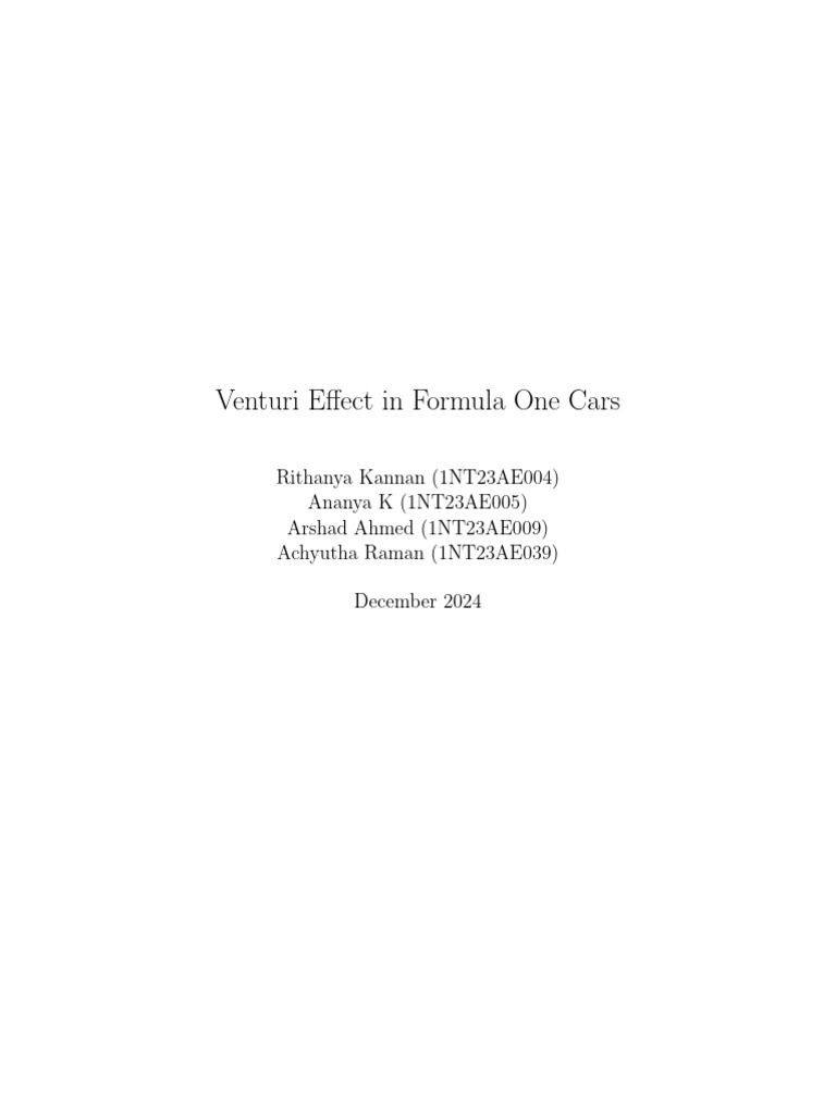 Venturi Effect in F1 Car Design | PDF | Fluid Dynamics | Applied And ...