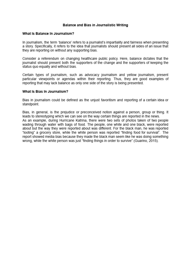 Understanding Balance and Bias in Journalism | PDF
