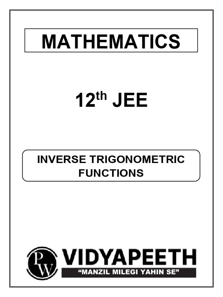 Inverse Trigonometric Functions - DPPs | PDF | Trigonometric Functions ...