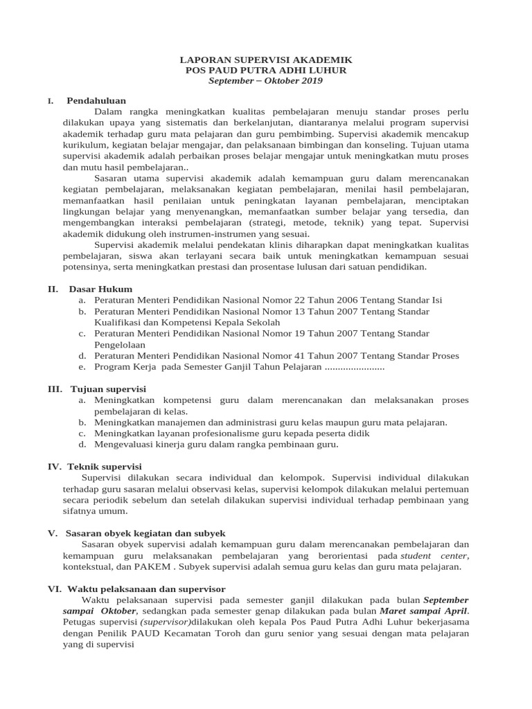LAPORAN Supervisi Akademik | PDF