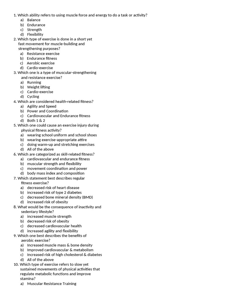 Fitness exam sample | PDF | Strength Training | Physical Fitness