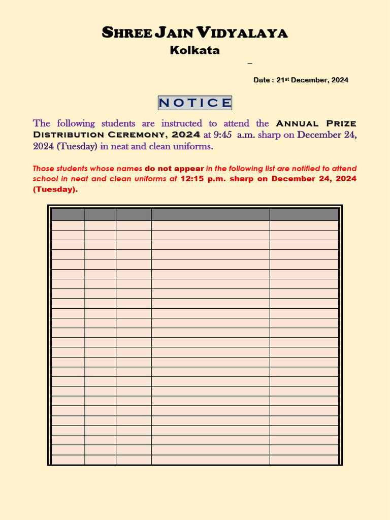 Invitation (Student) - Annual Prize Distribution | PDF