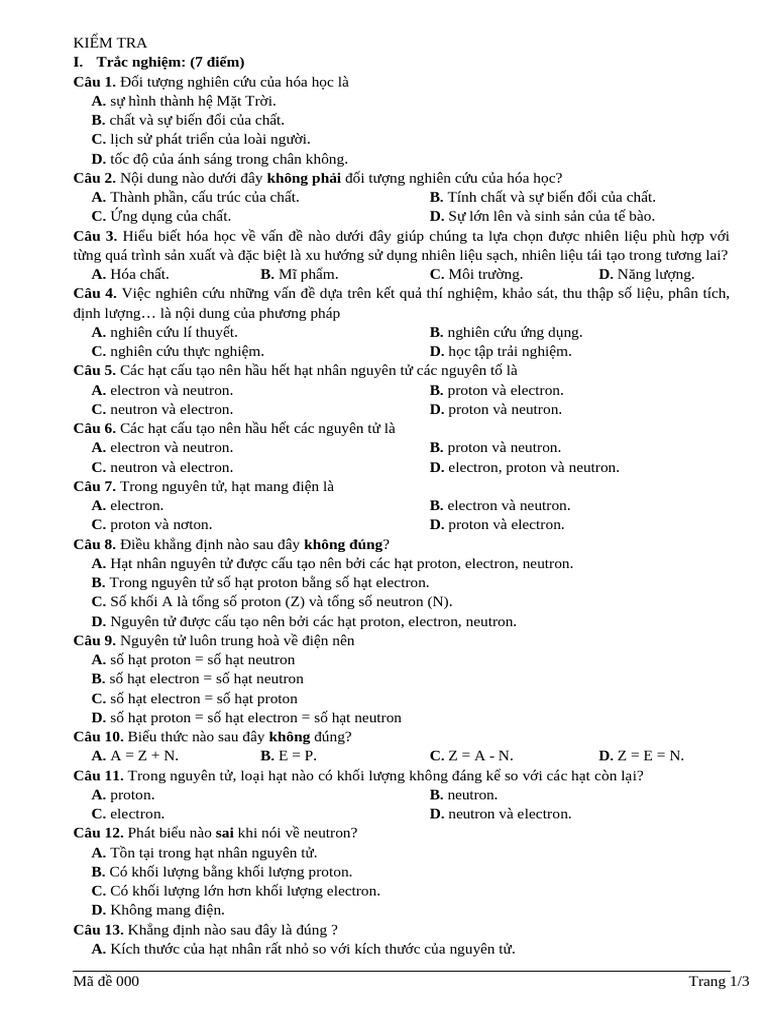 Đề KT GKI - Lớp 10 | PDF