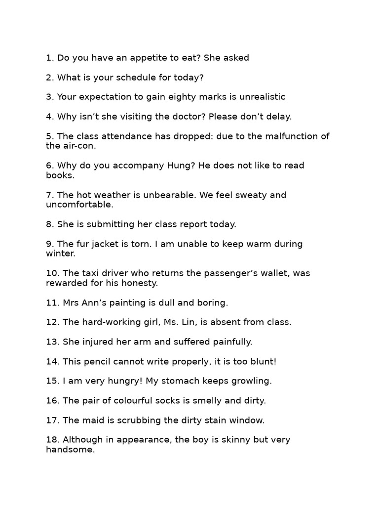 Sentence Structure 4 Appetite | PDF