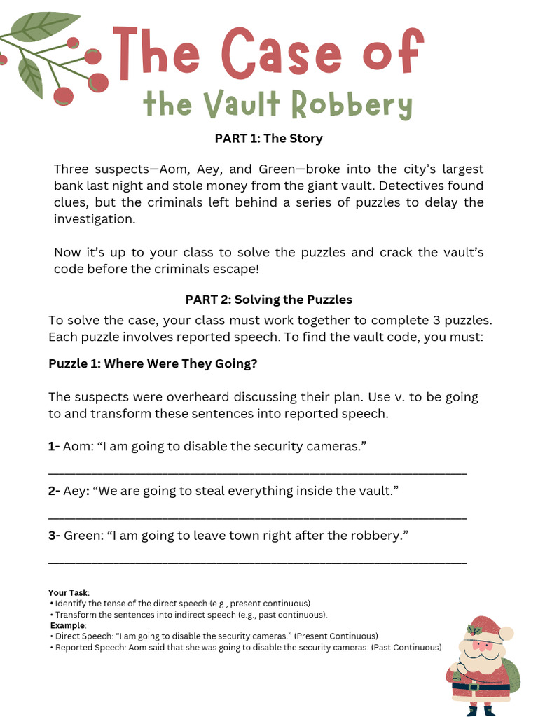 The Case of The Vault Robbery PDF | PDF | Language Mechanics | Linguistics