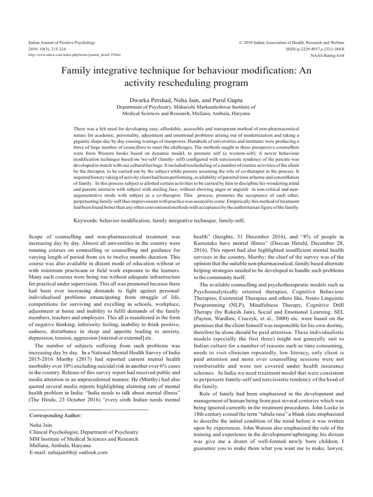 Family Integrative Paper | PDF | Psychotherapy | Mental Health