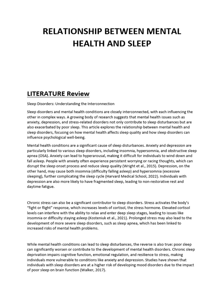 Relationship Between Mental Health and Sleep | PDF | Sleep Disorder | Sleep