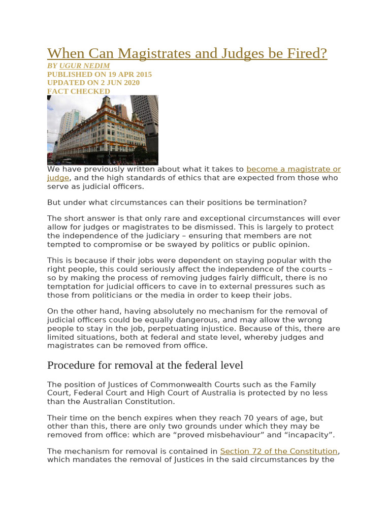 When Can Magistrates and Judges Be Fired | PDF | Judge | Magistrate