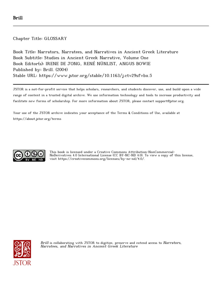 Glossary of Ancient Greek Narrative Terms | PDF | Narration