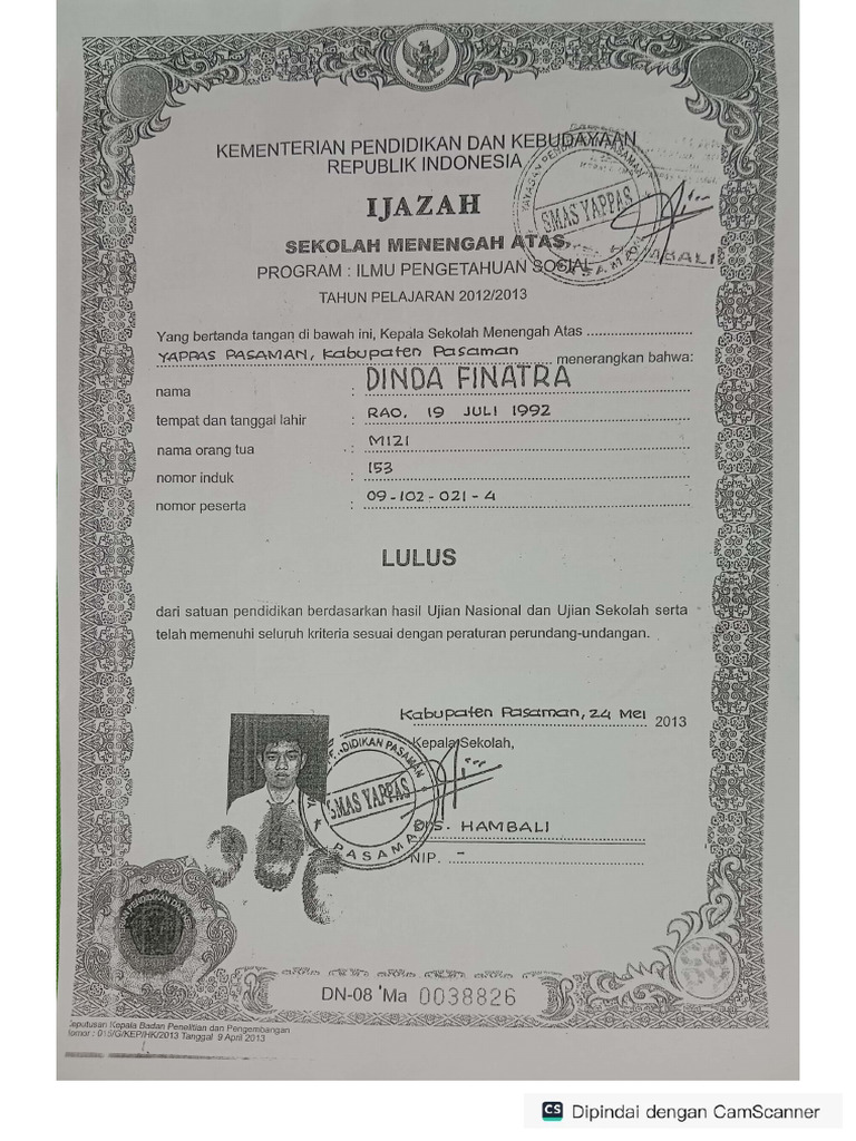 Ijazah Dinda | PDF