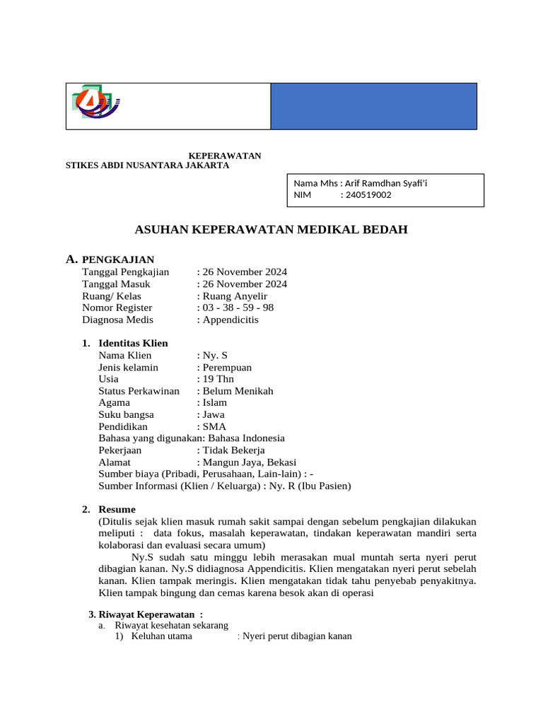 Askep Appendicitis | PDF