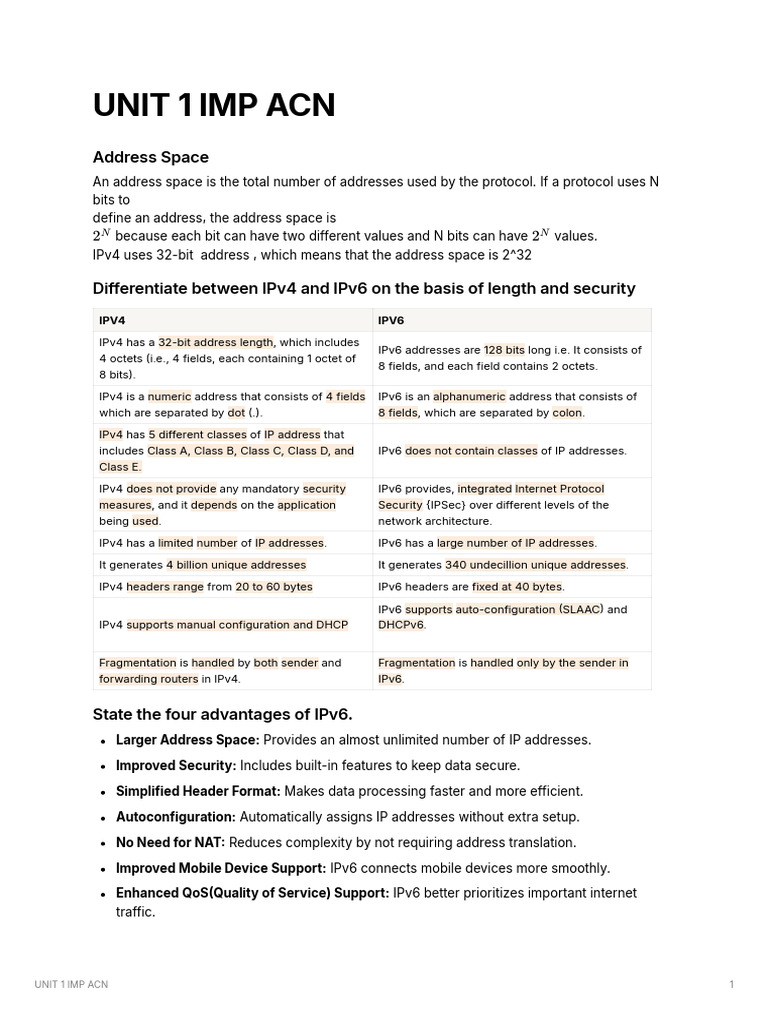 IPv4 vs IPv6: Differences and Advantages | PDF