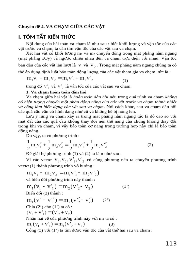 Chuyen de 4. Cac Dang Toan Ve Va Cham | PDF
