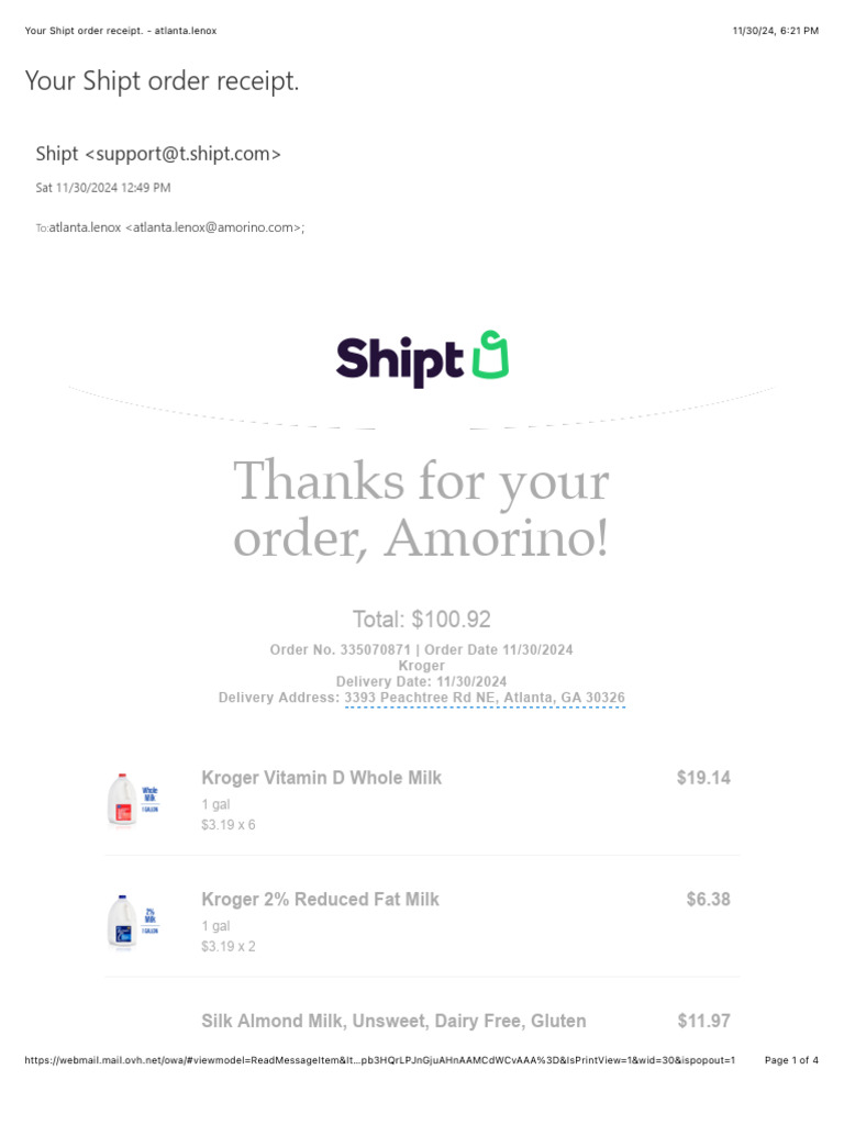 Shipt 11:30 AL | PDF | Milk | Dairy