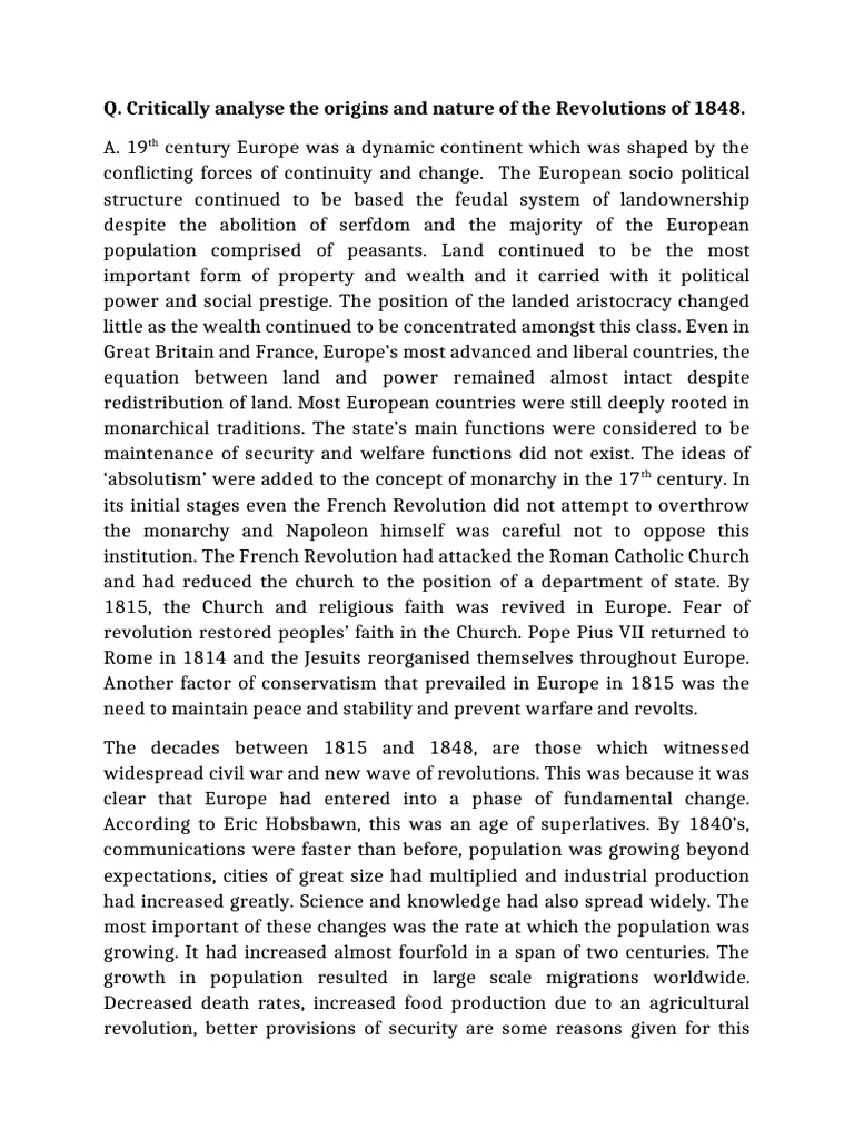 Nature and origins of 1848 Revolutions | PDF | Liberalism | Nationalism