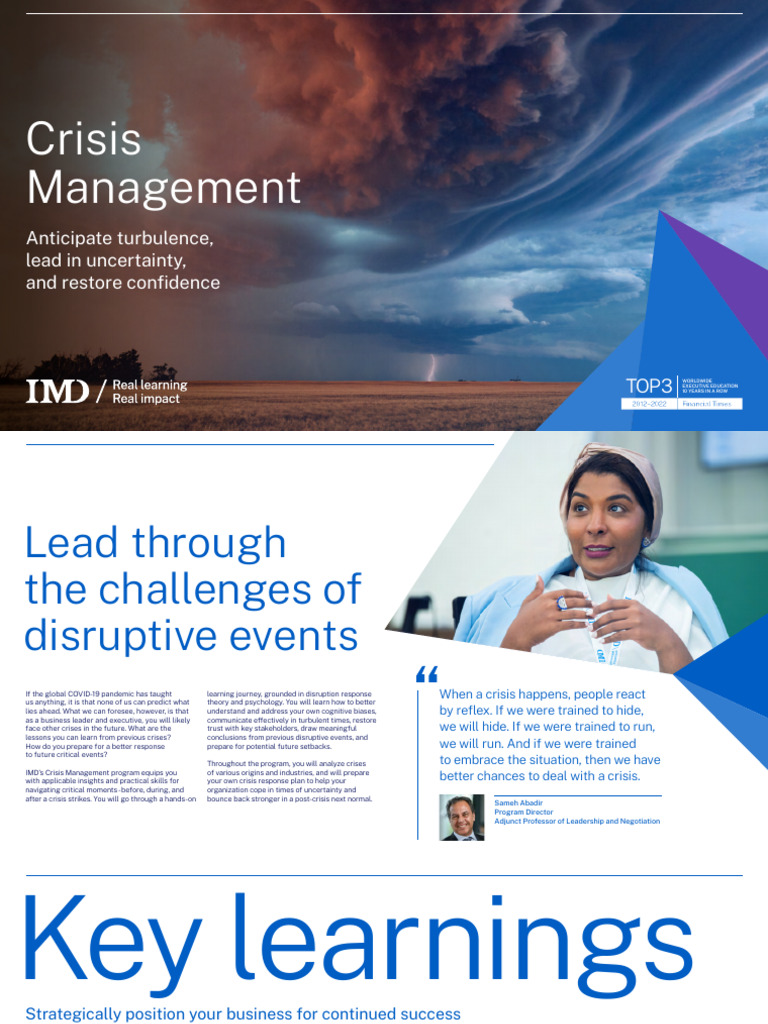 IMD_CM_Brochure | PDF | Crisis Management | Leadership