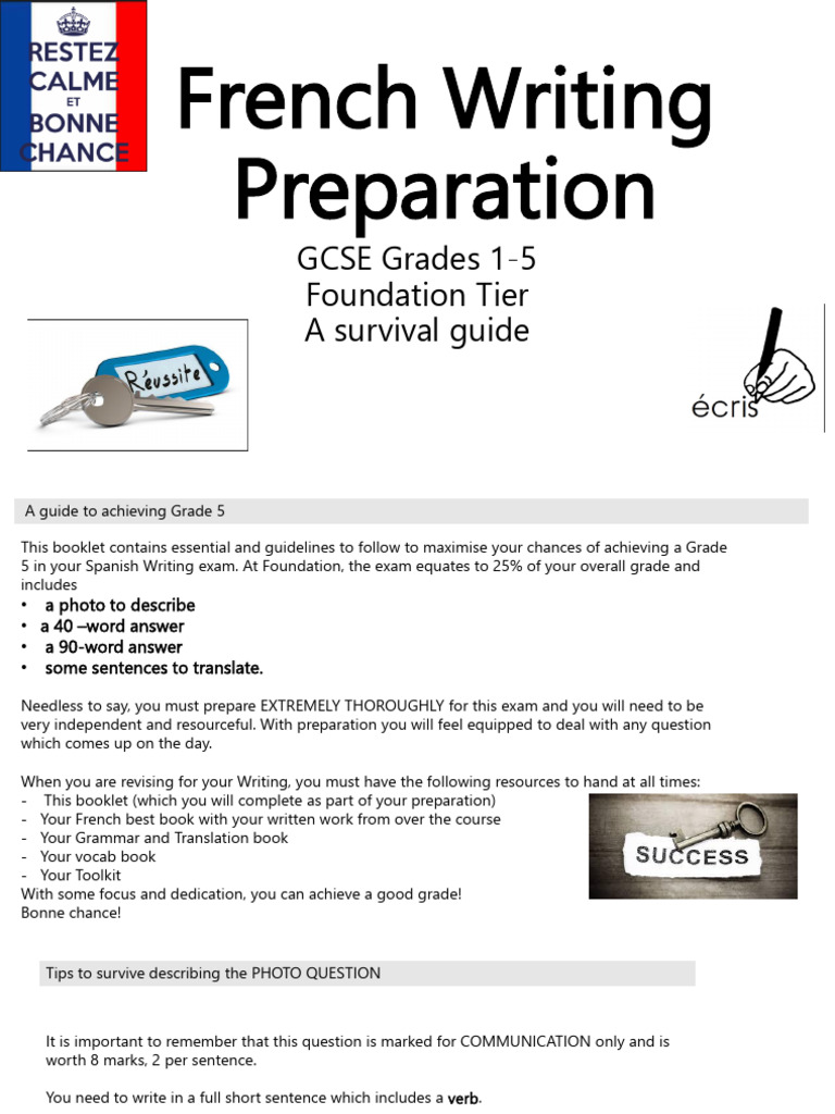 French GCSE Writing Guide | PDF | Verb | Adjective