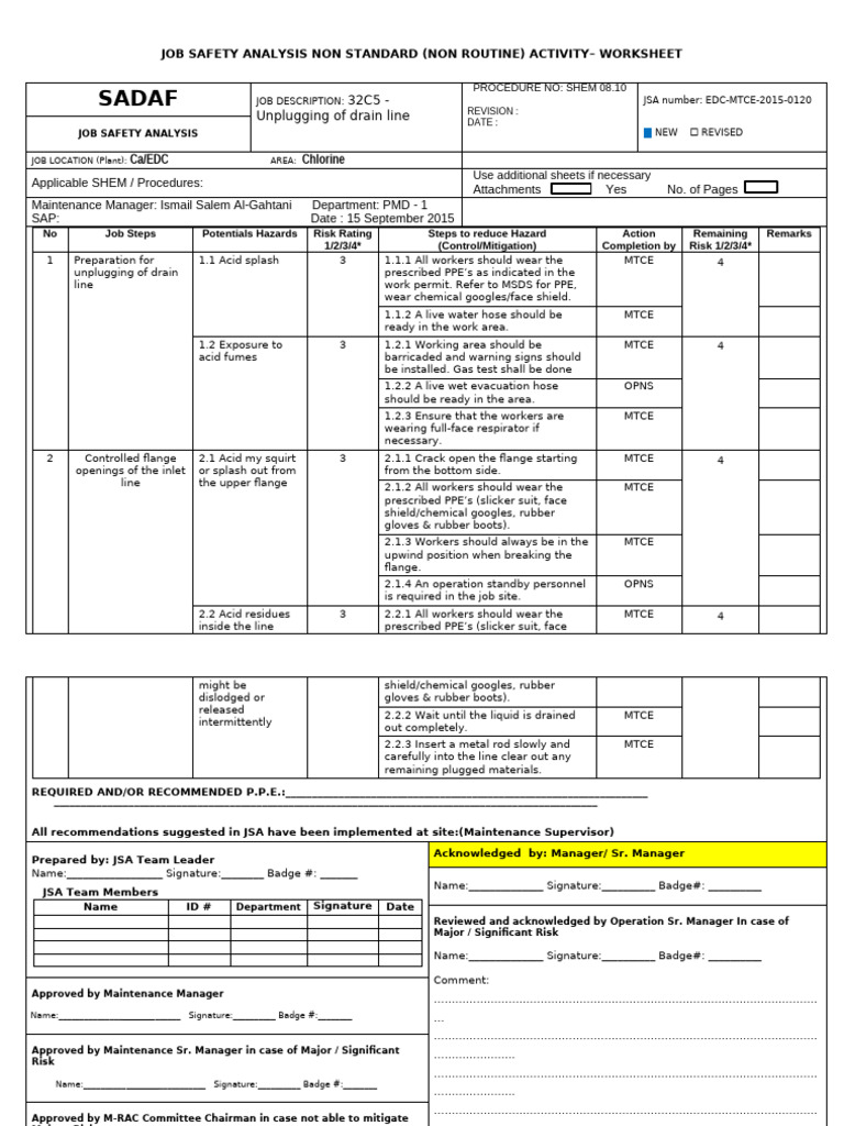 32C5 - Unplugging of Drain Line | PDF | Personal Protective Equipment ...