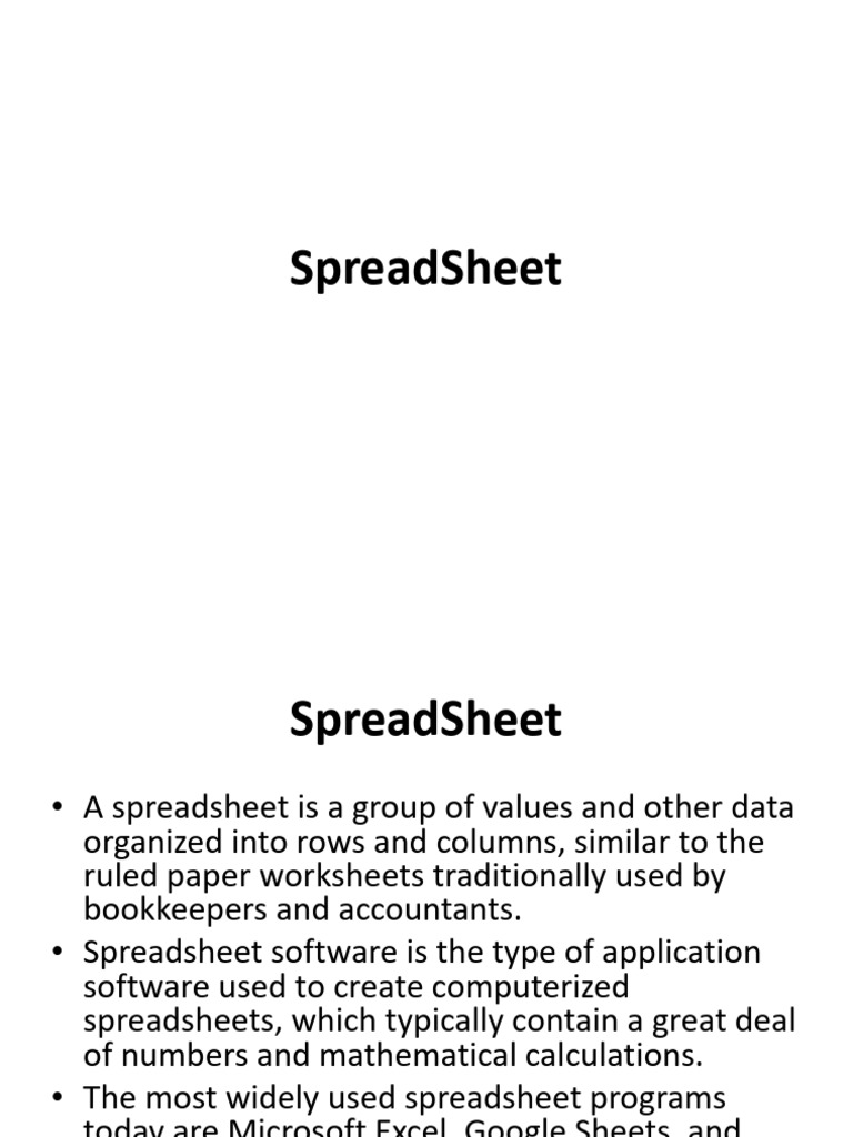 Spread Sheet | PDF