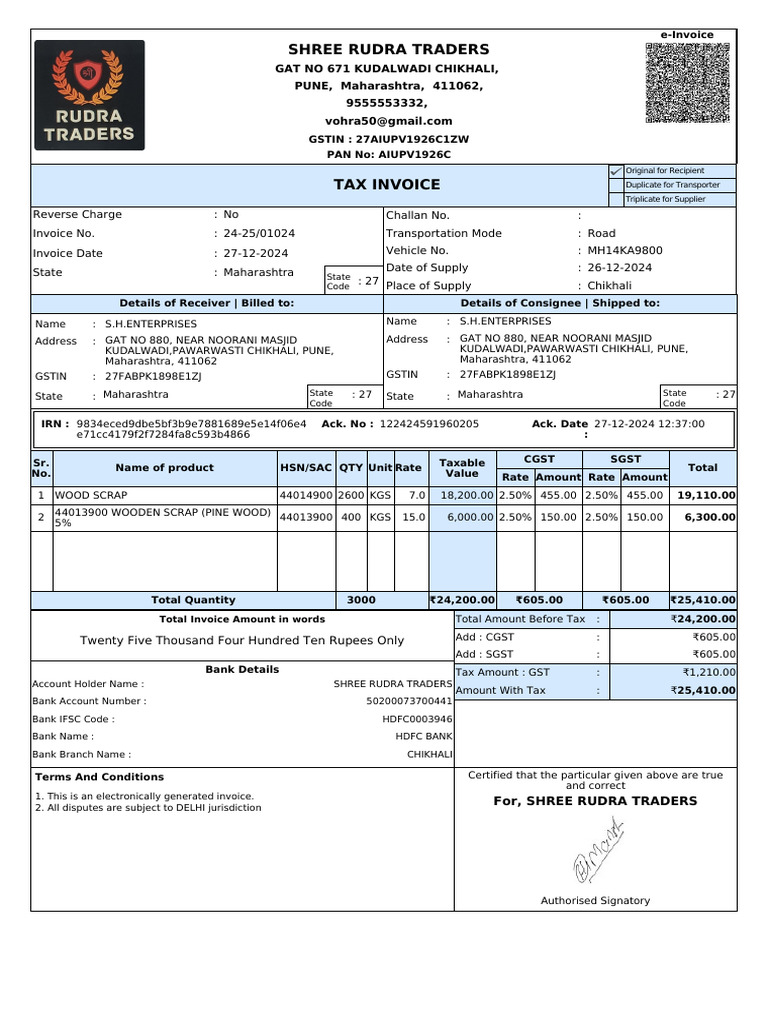 S.h.enterprises 24 25 01024 | PDF | Economy Of India | Taxation
