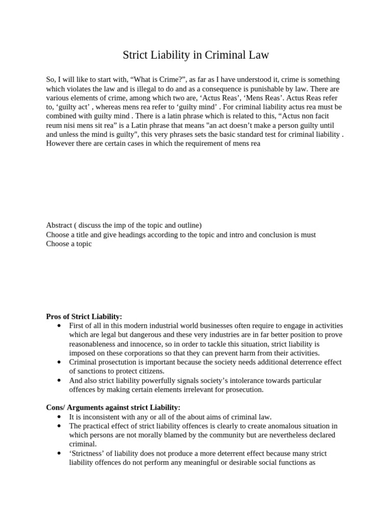 Criminal Law Project Sem-3 | PDF | Mens Rea | Crimes