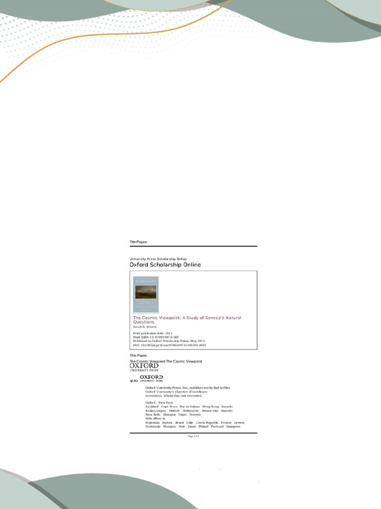 Get Cosmic Viewpoint A Study of Seneca s Natural Questions Gareth D ...