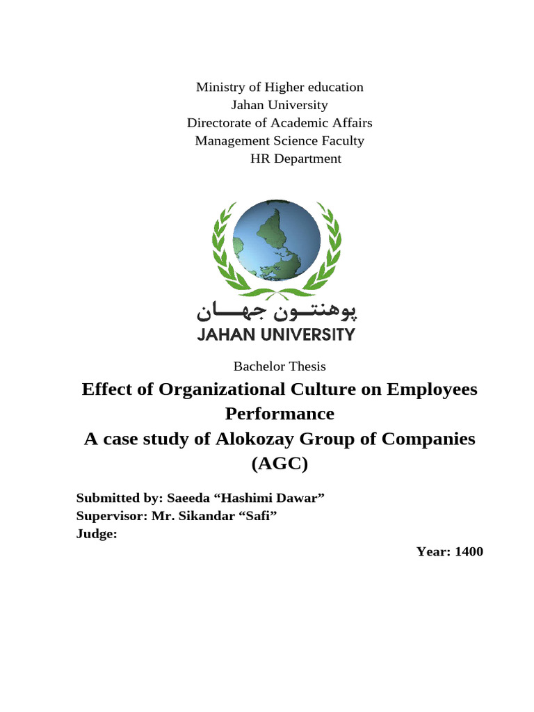 Effect of Organizational Culture On Employees PerformanceA Case Study of AGC Update3 | PDF ...