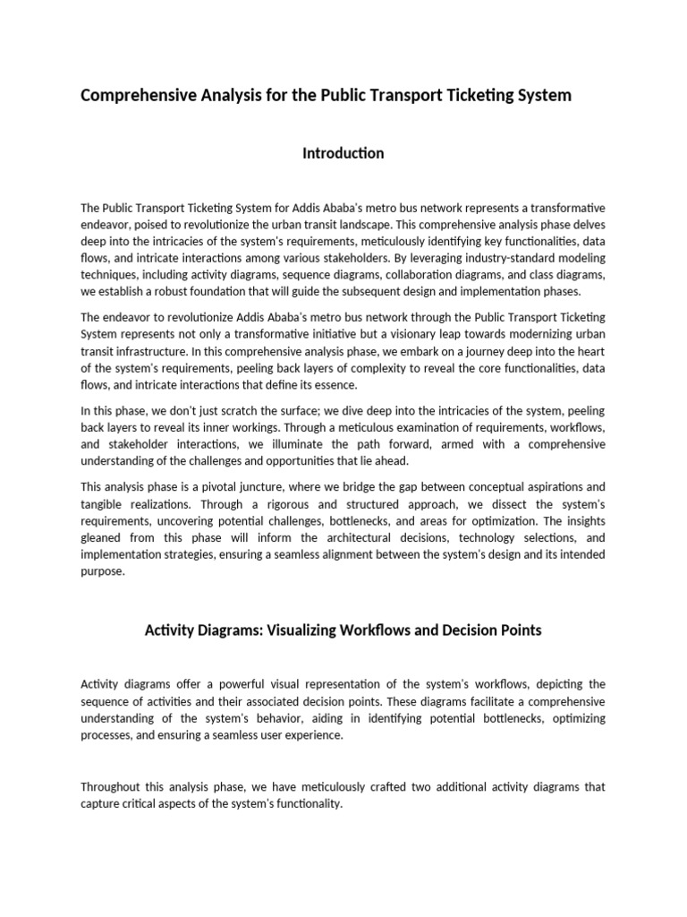 Public Transport Ticketing System Analysis | PDF | System | Communication