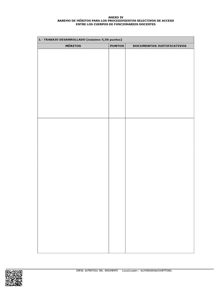 ANEXO IV - Baremo Acceso | PDF | Licenciatura | Titulo academico