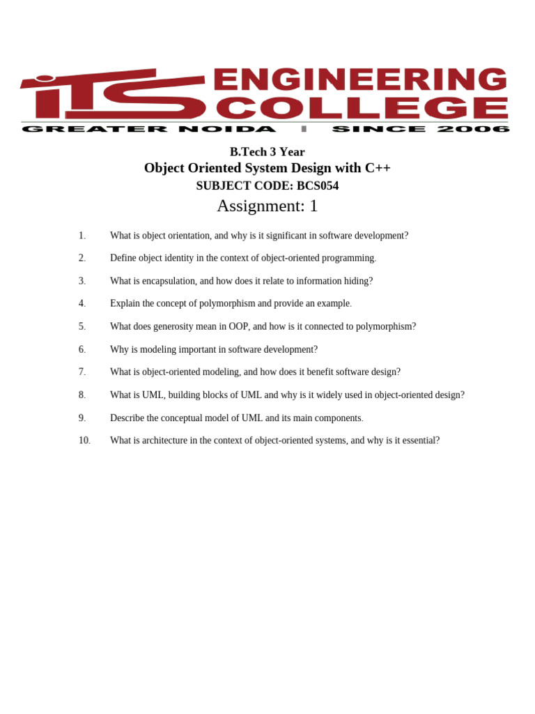 Assignment 1 Oosd | PDF