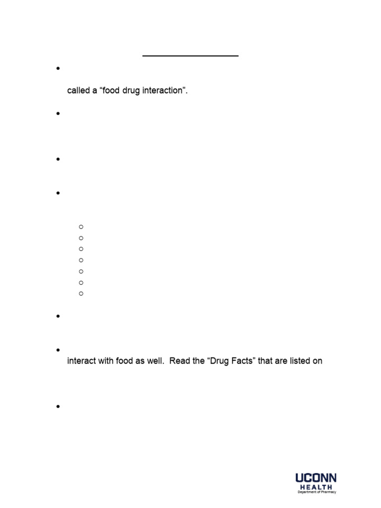 Drug Food Interaction Handout | PDF | Over The Counter Drug | Drugs ...