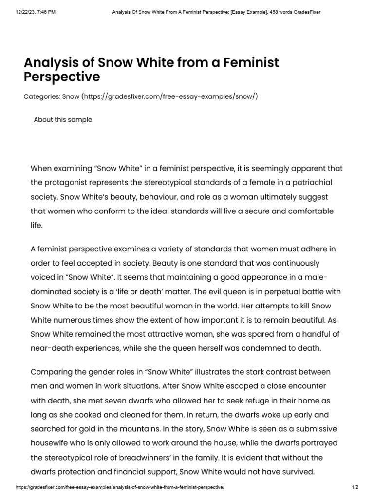 Feminist Analysis of Snow White | PDF | Snow White | Feminism