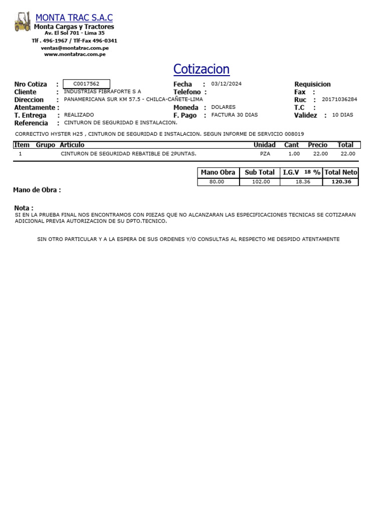 c0017562 Cinturon h25 | PDF