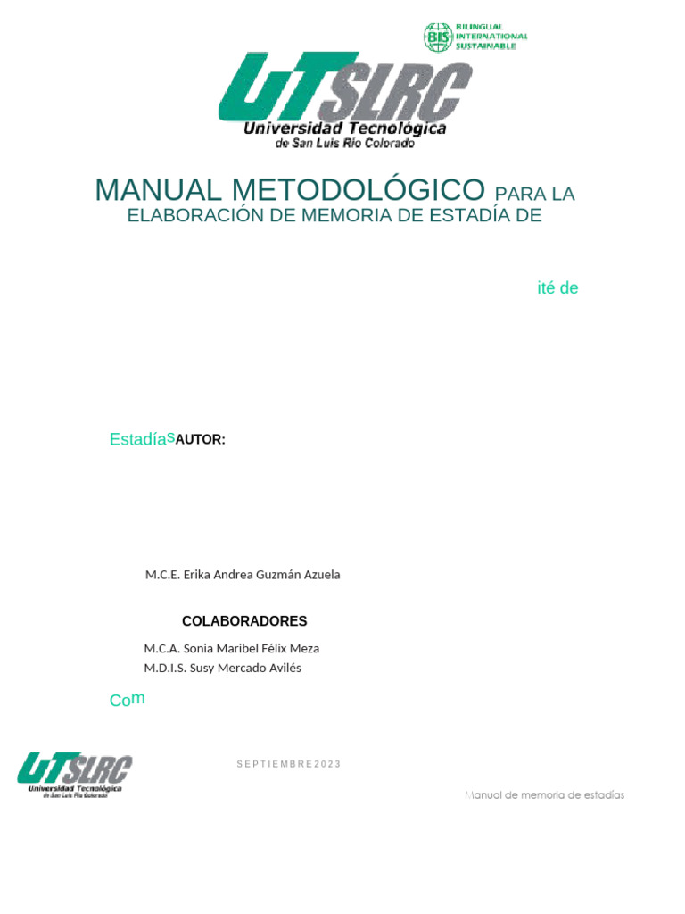 Manual Memoria Estadias TSU 2023 Rev01 | PDF | Citación | Business