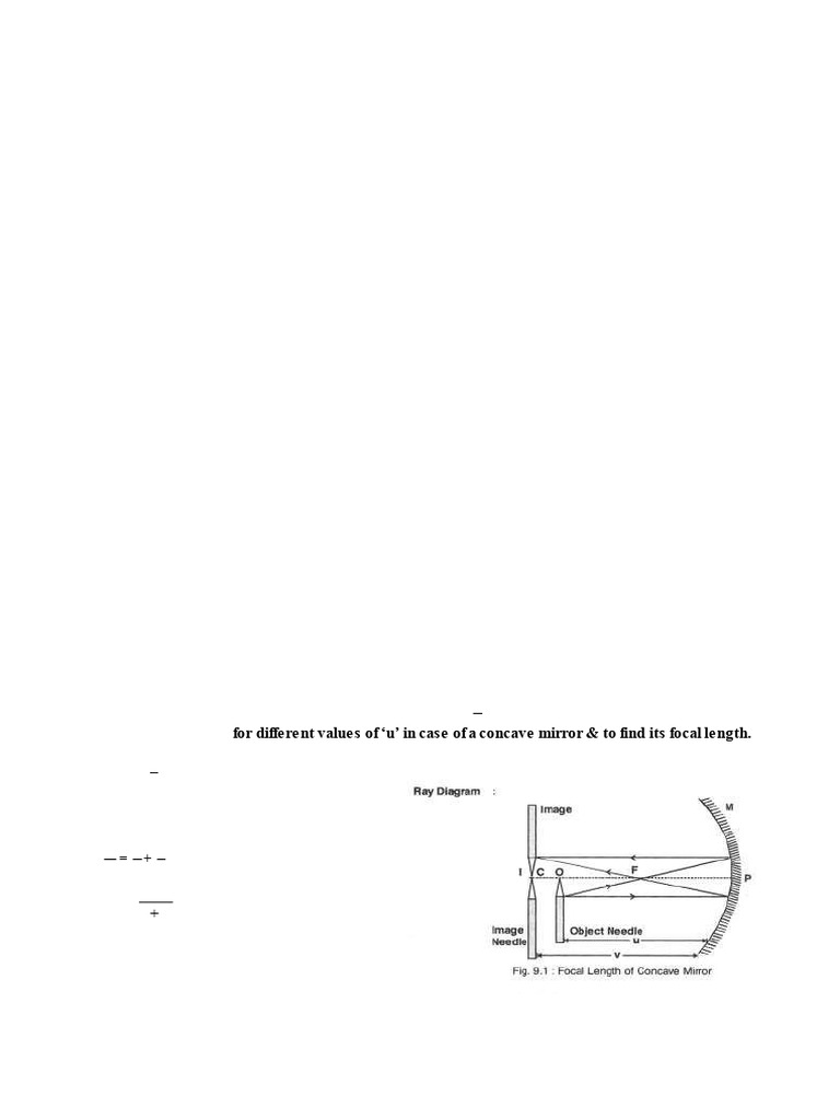 Focal Length Measurement of Concave Mirror | PDF | Mirror | Optics