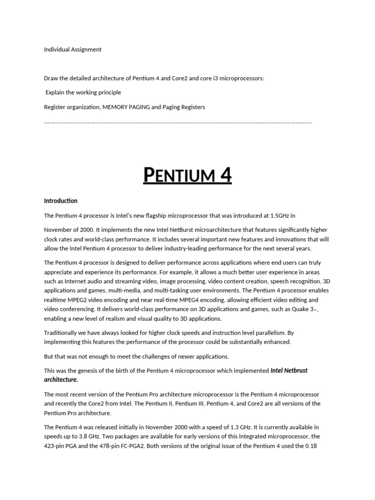 Pentium 4 Microprocessor Architecture | PDF | Cpu Cache | Multi Core ...