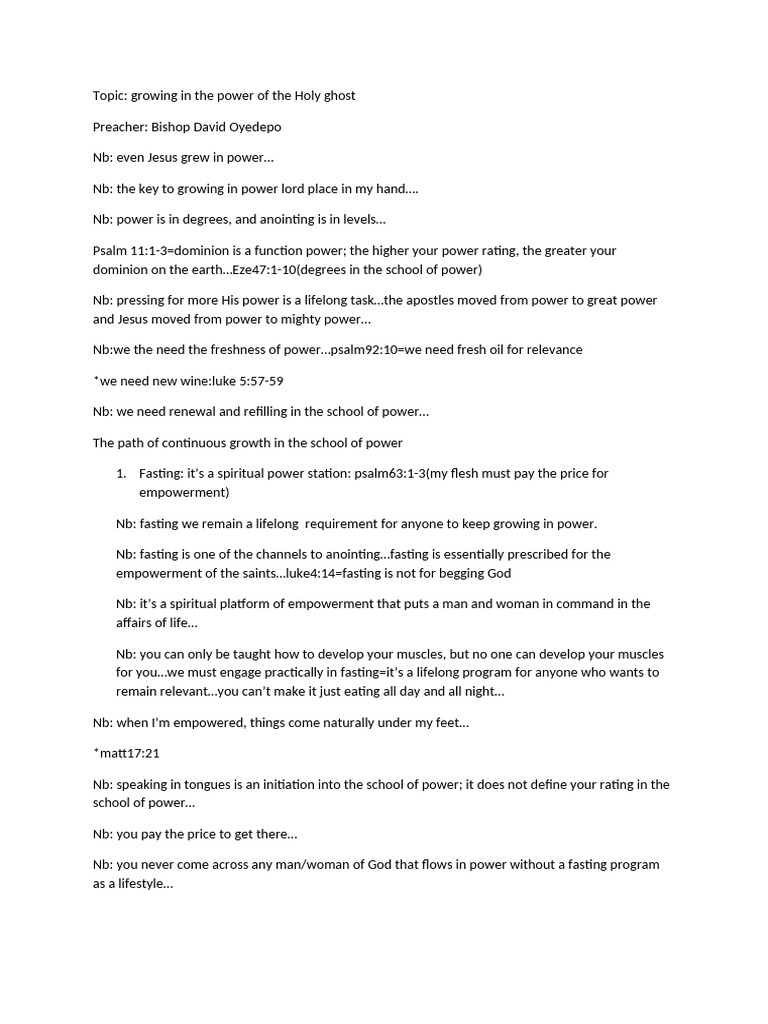 Growing in power | PDF | Jesus | Christian Belief And Doctrine