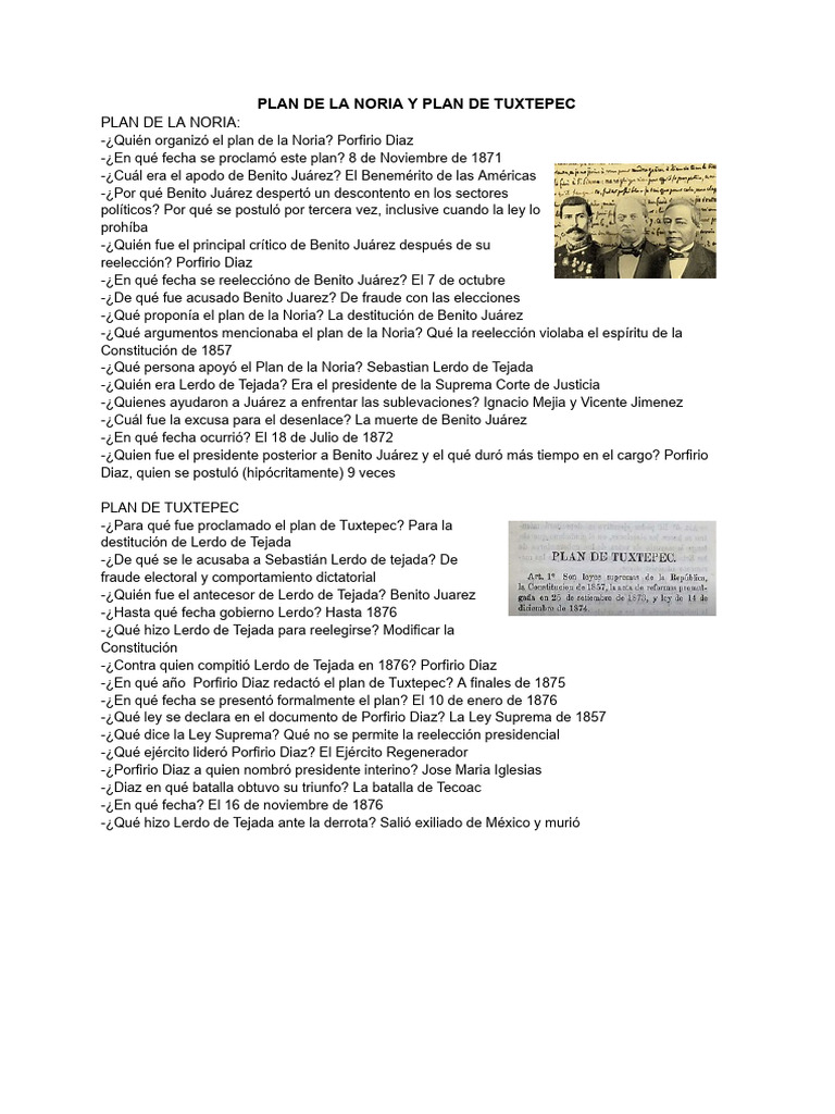 Planes de Tuxtepec y La Noria | PDF