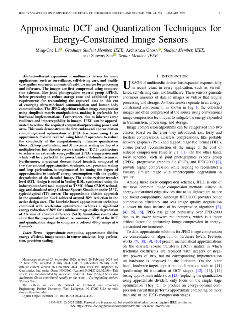 Approximate DCT and Quantization Techniques for Energy-Constrained ... Approximate DCT and Quantization Techniques for Energy-Constrained ...