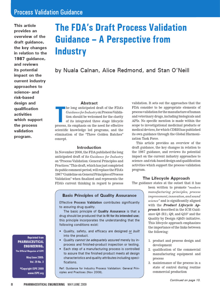 FDA Validation ISPE | PDF | Verification And Validation | Quality