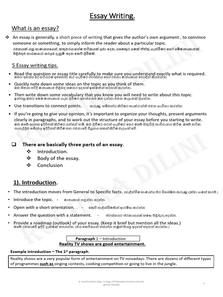 Essay Writing Part 1 (SN) | PDF