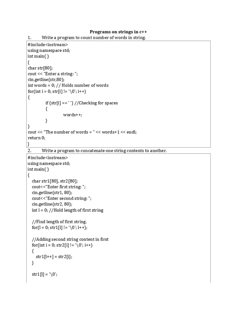 string programs example | PDF | Computer Programming | Software Engineering string programs example | PDF | Computer Programming | Software Engineering