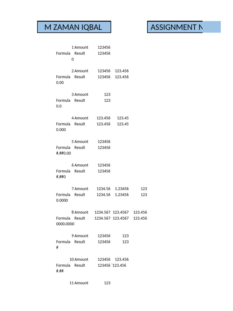 Numeric Formatting Patterns | PDF